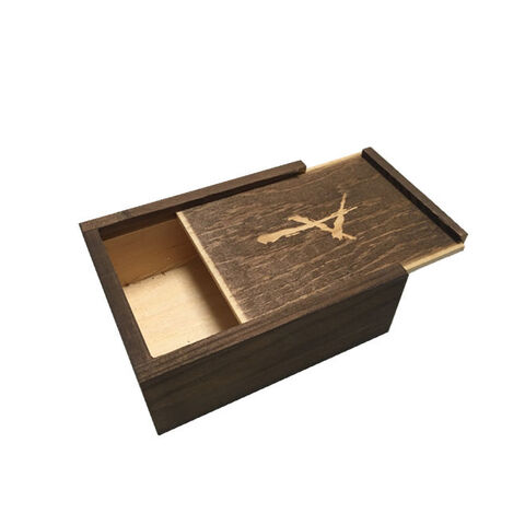 Small Rustic Wooden Box Packaging Gift With Sliding Cover For Jewelry ...