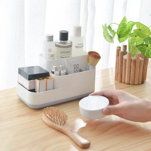 Plastic Separable Grid Finishing Storage Box Cosmetics Desktop Shelf ...