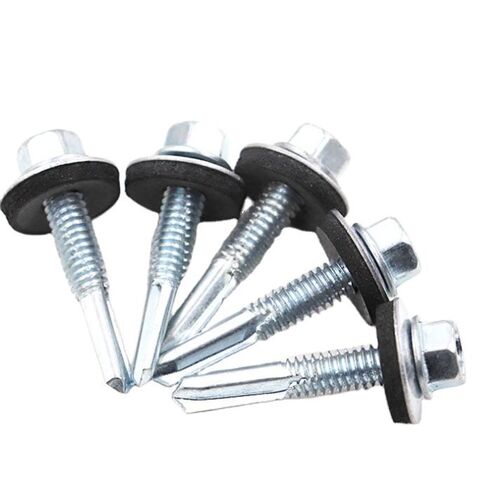 White Galvanized Tek Screw Hex Flange Head Self Drilling Roofing Screw ...
