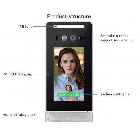 5 Inch Multi Language Linux Biometric Time Attendance System Ai 3d Face ...