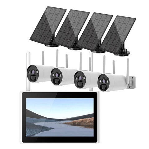 4ch Wifi Camera Nvr Kit 10.1inch Monitor Solar Power Rechargeable ...