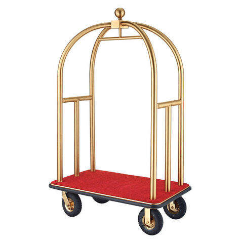 Stainless Steel Hotel Luxury Crown Foldable Bellboy Cart Rack Concierge ...