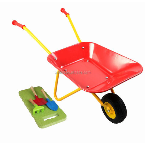 Kids Metal Wheelbarrow Yard Rover Steel Tray Garden Tool For Kids Red ...