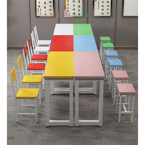 Colorful School Furniture Steel Material Student Library Reading Table ...