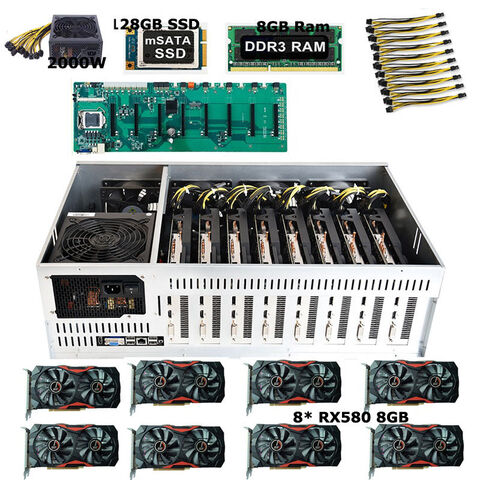 8 Pc Rx580 8gb Gpu Riserless Motherboard Set With Ddr3 8gb Ram G1840 ...