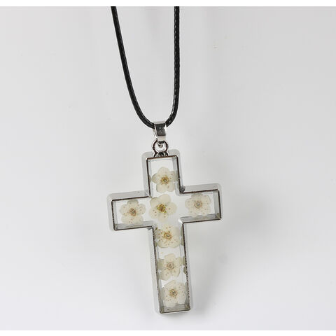 Buy Wholesale China Women Big Immortal White Flower Cross Necklace ...