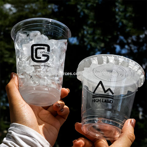 Plastic Cups Clear Custom Printing Logo Single Walled Hard Plastic Cups ...