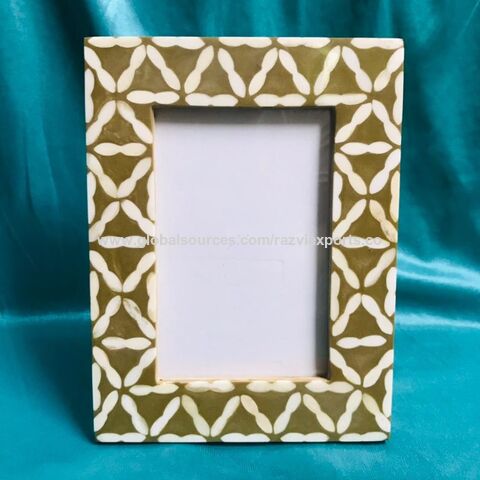 Brown Color Wood And Bone Inlaid Photo Frames | Custom 5x7" Picture ...