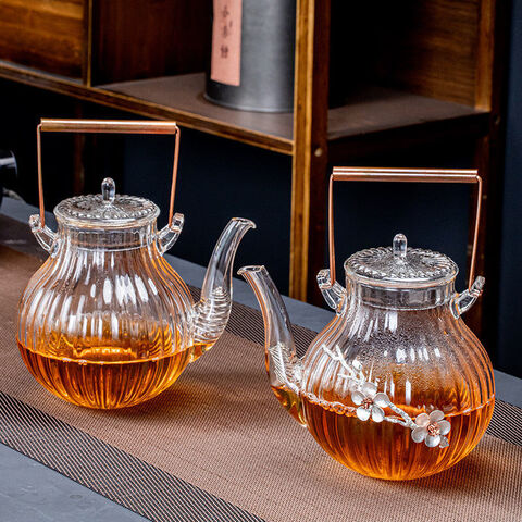 Heat Resistant Clear Borosilicate Glass Tea Pot Glass Teapot With Glass ...