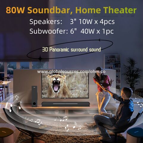 80w 2.1ch System Sound Bars Bluetooth Speaker Home Theater Wall Mount ...