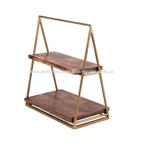 Wood And Metal 2-tiered-triangle-shelf-stand Manufacturer Razvi Exports ...