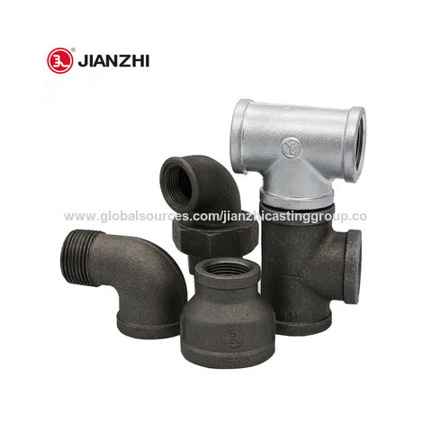 Jianzhi Black Malleable Iron Pipe Fittings Street Elbow 90 Degree Elbow Male Female Thread Pipe ...
