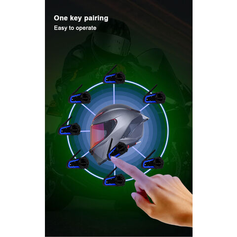 Motorcycle Bluetooth Headset 8 Riders Intercom Dual Chip With Music ...