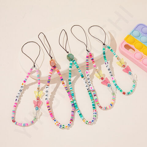 Bohemian Wind Rainbow Acrylic Mobile Phone Lanyard Short Anti-loss ...