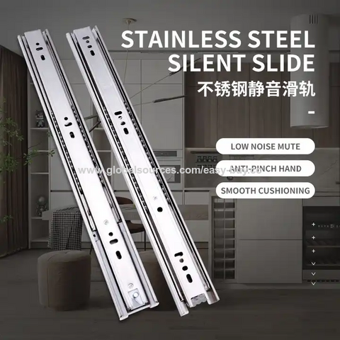 Drawer Slides 45 Mm Kitchen 3-fold Ball Bearing Buffer Drawer Slide ...