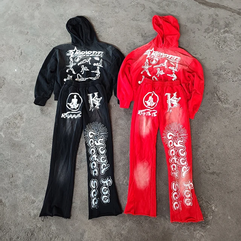 Buy Wholesale China Custom Sweat Suits Heavyweight Cotton Puff Print ...