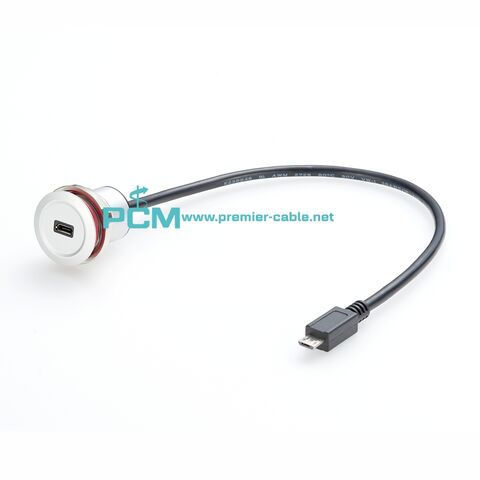 Buy Wholesale China Metal Micro Usb Round Panel Mount Extension Cable ...
