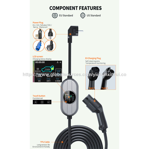 European 3.5kw Ac Ev Portable Charger Box Home Type 2 Current ...