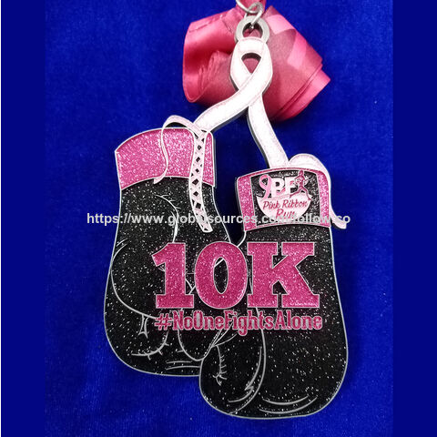Pink Ribbon Run Sport Medal Running Medal 10k #no One Fights Alone ...