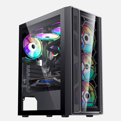 Gaming Atx Mid Tower Computer Pc Case With Side Tempered Glass Side ...