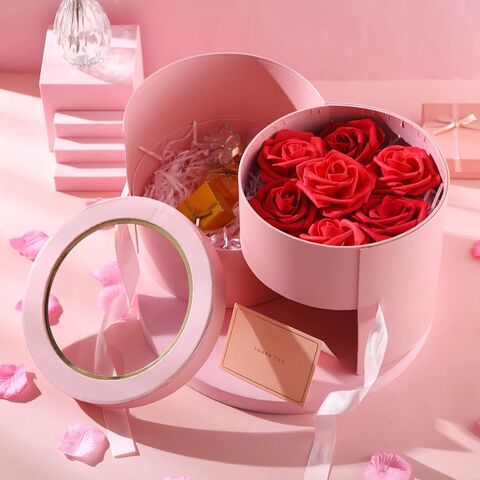 Flower Round Boxes For Arrangements, 2 Tier Gift Boxes With Lids ...