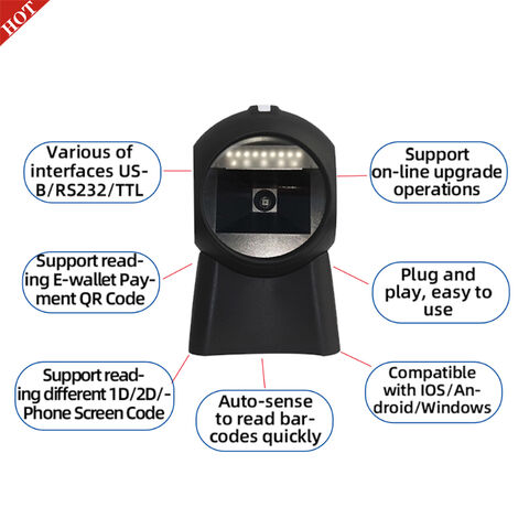 Buy Wholesale China Desktop Corded Qr Code Scanner Reader 2d Qr Code ...