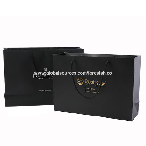Custom Printed Fashion Paper Bags Cardboard Luxury Black Gift Bag With ...