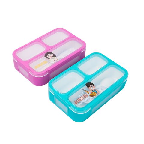 Cute Little Girl Print Lunch Boxes 3 Tier Hot Pot Bpa Free Lunch Box ...