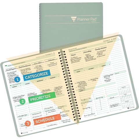 Planner Pad Spiral Bound 3-tier Funnel Down 12 Month Organizer, Oct 1st ...