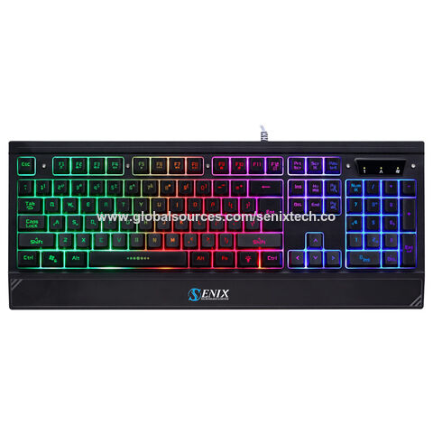 104 Keys Usb Wired Rgb Rainbow Gaming Keyboard With Wrist Rest Custom ...