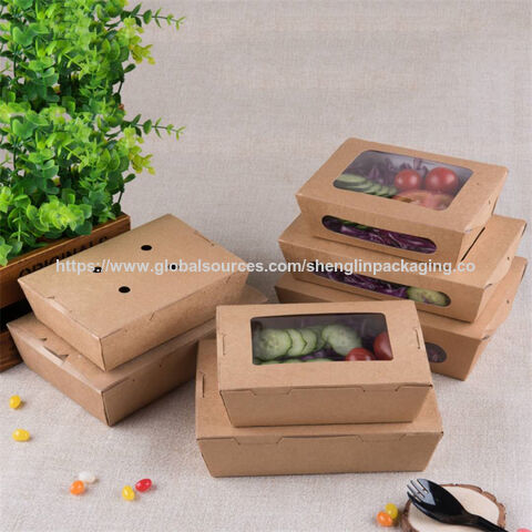 Disposable Size M Rectangle Takeaway Kraft Brown Food Packaging Paper ...