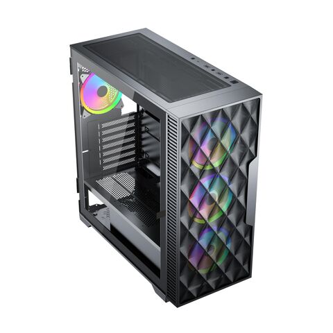 Full Tower Computer Case Atx Tempered Glass With Iron Mesh Cooling ...