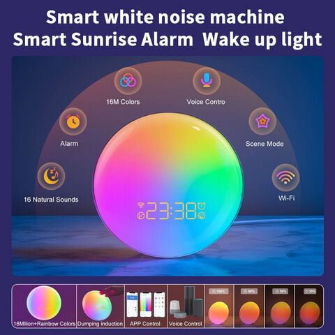 Led Bluetooth Sunrise Alarm Lights Rgb Fm Wake Music Digital Alarm ...