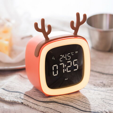 Cute Digital Alarm Clock With Charger Tv Night Light Clocks For ...