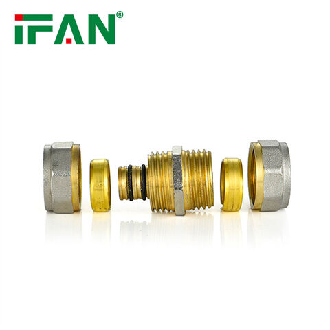 Ifan Factory Price Brass Color Brass Compression Fittings 16-32mm Pex Fittings For Wholesale ...