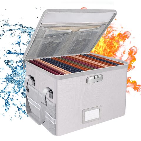 Large Fireproof Box With Lock Collapsible Portable Home Office Safe Box ...