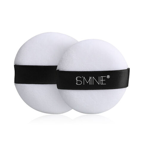 White Pure Cotton No Logo Cosmetic Powder Puff With Black Lace, Powder ...