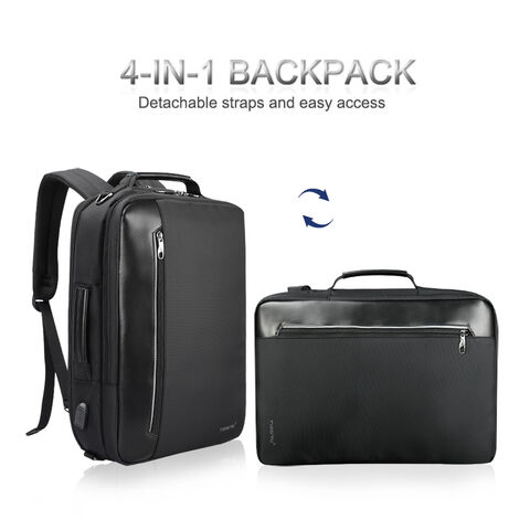 4-in-1 Backpack With Detachable Straps, 200d Nylon+leather Laptop Bag ...