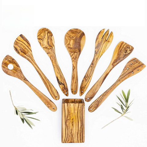 Olive Wood Cooking Utensils For Kitchen, Olive Wood Cooking And Serving ...