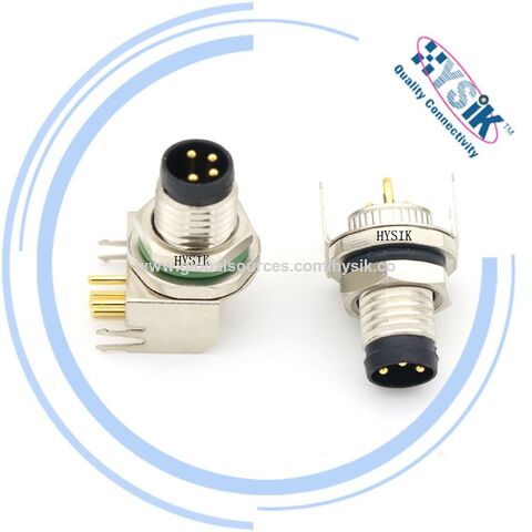 Right Angled M8 Male Front Side Fastening Pcb Contacts Panel Mount Connector Shielded Ip67 ...