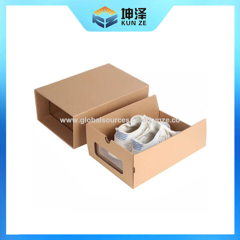 Kraft Paper Shoe Box Disposable Shoe Box Shoe Box With Transparent ...