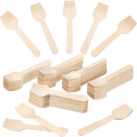 Biodegradable Disposable Ice Cream Scoops Square End Premium Wooden ...