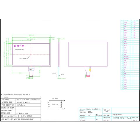 Boe 10.1 Inch Tft Lcd Display Module With 1024*600 Dots Resolution ...