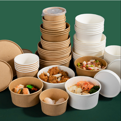 Disposable Round Paper Soup Bowl Paper Cups Food Container ...
