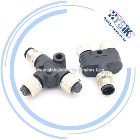 M12 Tee Connector Waterproof Ip67 M12 T-connector Male To Dual Female 3 ...