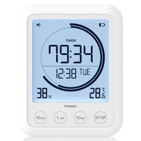 Mooas Visual Timer Clock, Digital Bathroom Shower Clock Waterproof ...