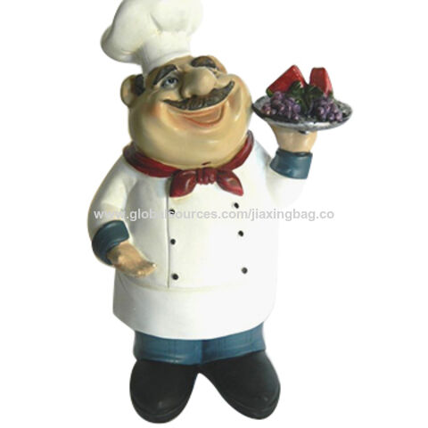Polyresin Chef Figurine: Decorative Chef Figurine Holding A Wine Bottle ...