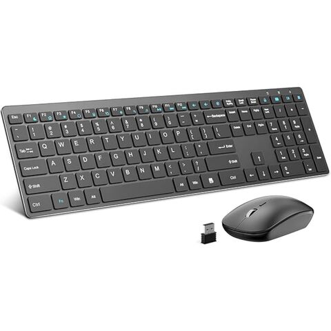 Wireless Keyboard And Mouse Combo, Aluminum Full Size Silent Slim 2.4g ...