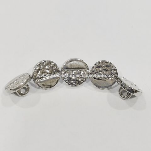 10mm Shiny Silver Metal Flat Button Alloy Shank Button Round Shaped ...