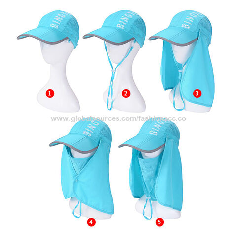 Quick-dry Uv Protection Summer Face Neck Cover Visor Cap Large Wide ...